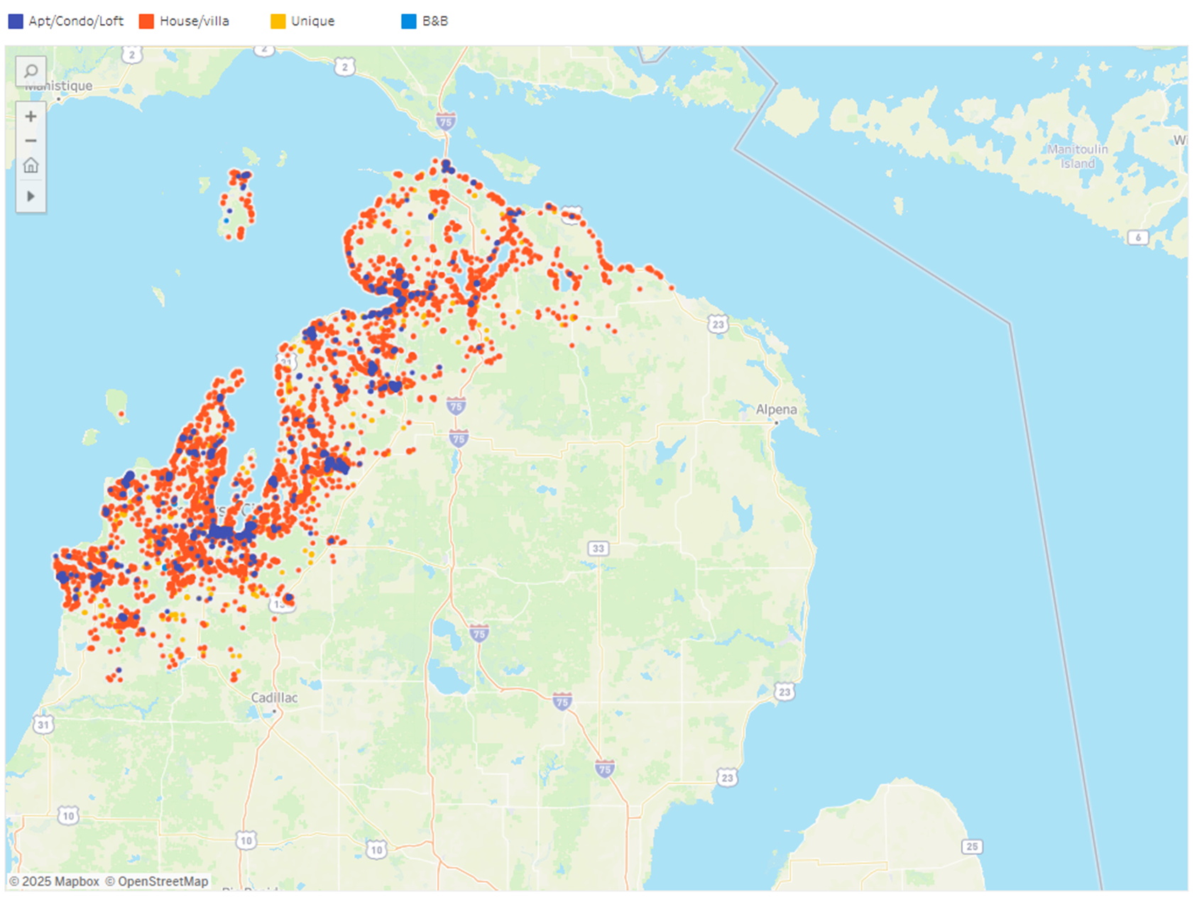 Land Of 9,000 Airbnbs: Northern Michigan's Short-Term Rental Market, By ...
